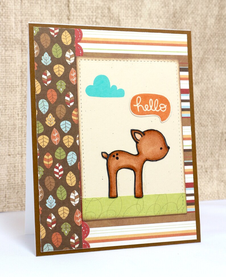 Hello Card Hi Card Deer Card Hello Deer Card Cute Hello | Etsy