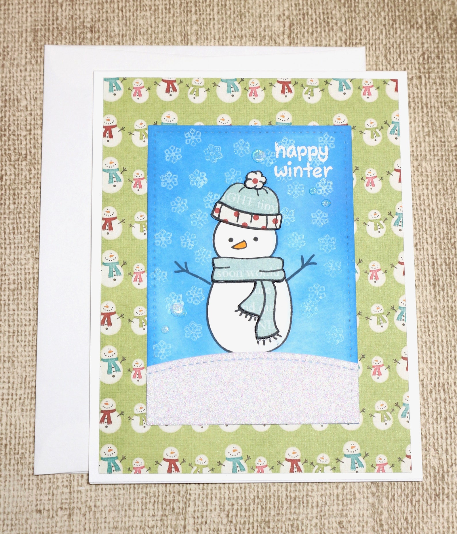 Winter Card Happy Winter Card Snowman Card Handmade Winter - Etsy