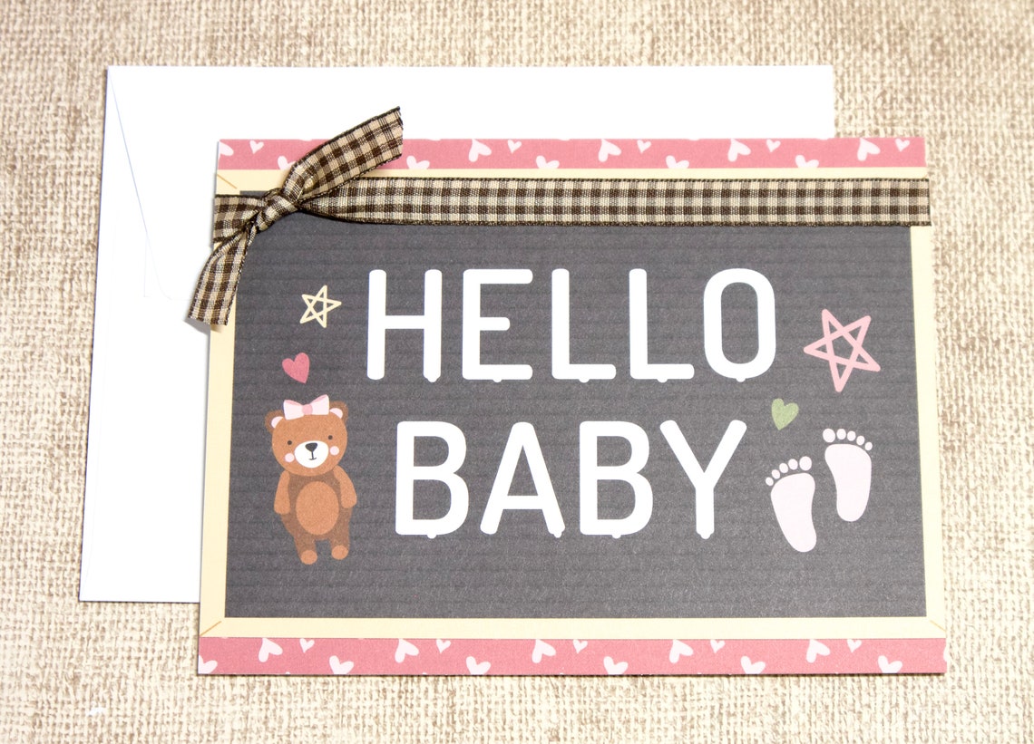 Hello Baby Card Baby Shower Card New Baby Card Welcome Baby Card ...