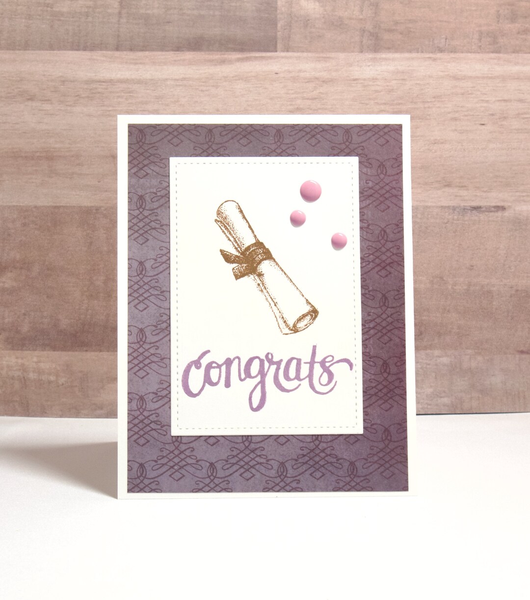 Handmade Congrats Grad Card: Stamped Diploma - Etsy