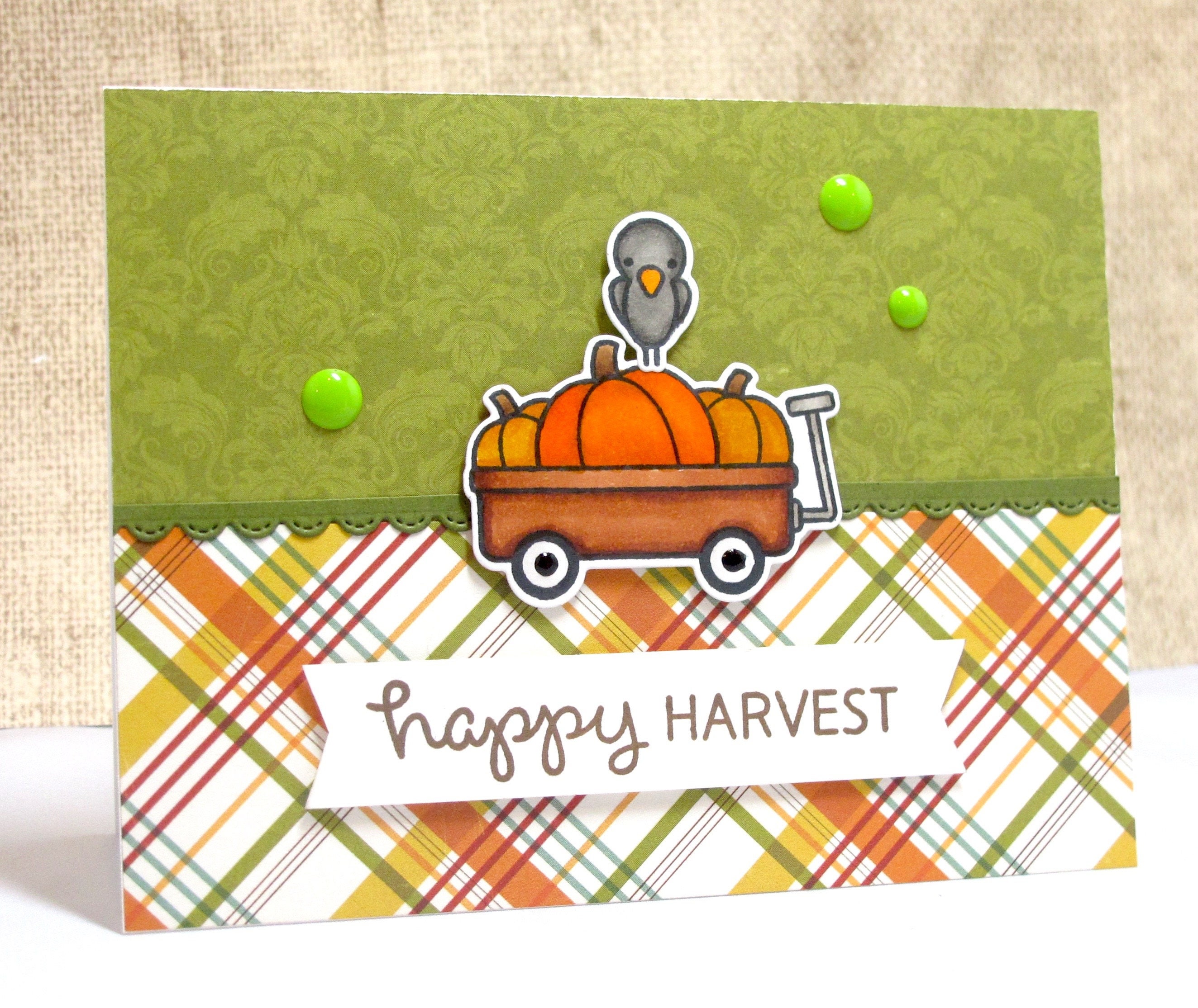 Happy Harvest Card Harvest Card Fall Card Autumn Card Pumpkin Card ...