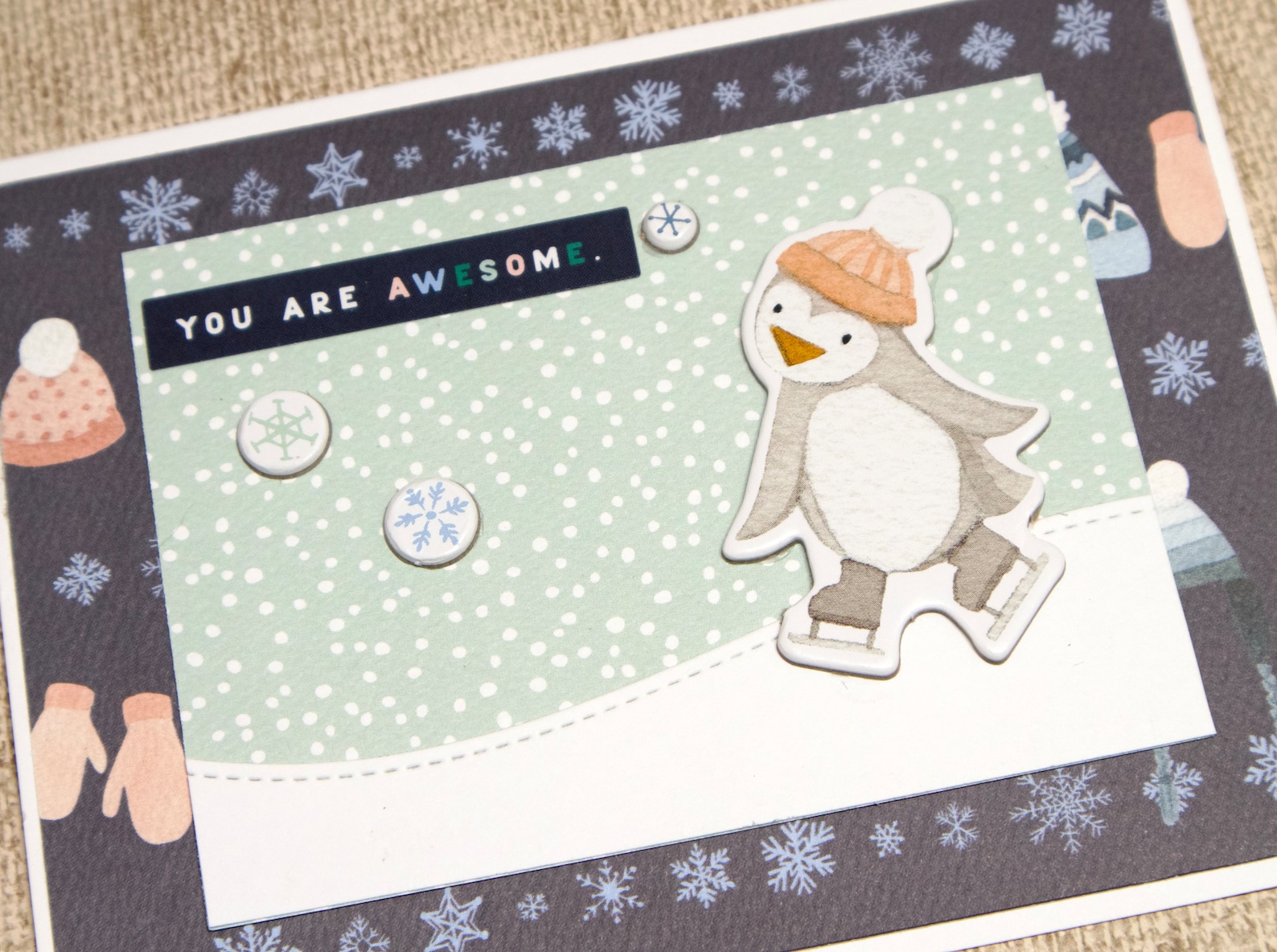 Winter Card Encouragement Card Penguin Card With Penguins Handmade ...