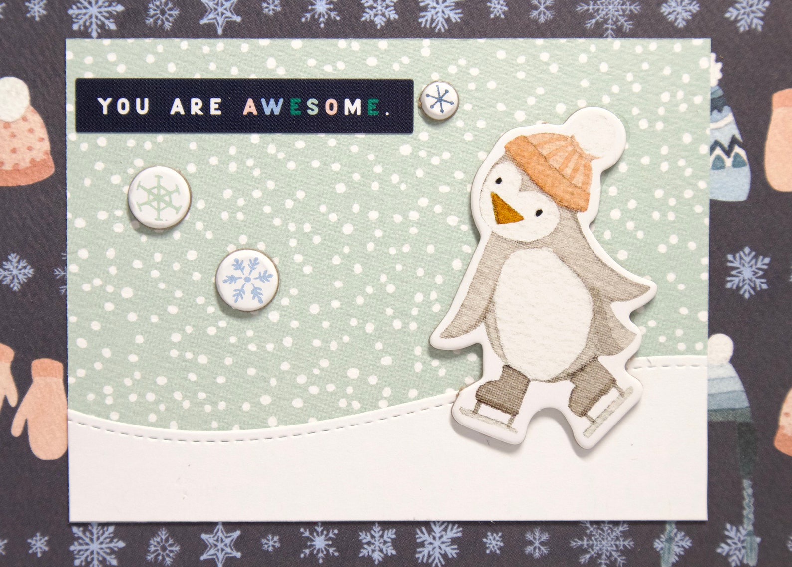 Winter Card Encouragement Card Penguin Card With Penguins Handmade ...