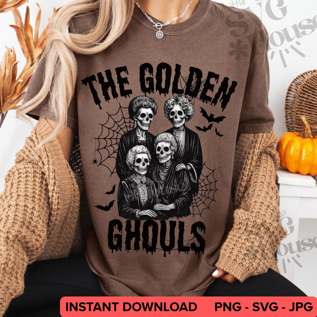 The Golden Ghouls Png, Vintage Skeleton Ladies Halloween Png, Retro ...