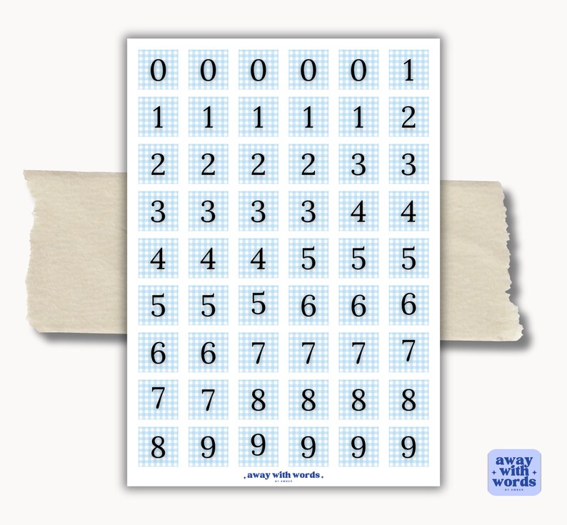 Blue Gingham Alphabet Ephemera: Printable Letters and Numbers (instant ...