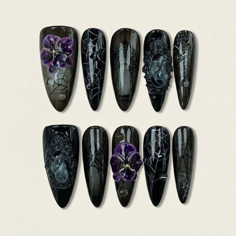 Romantic Goth Nails - Etsy