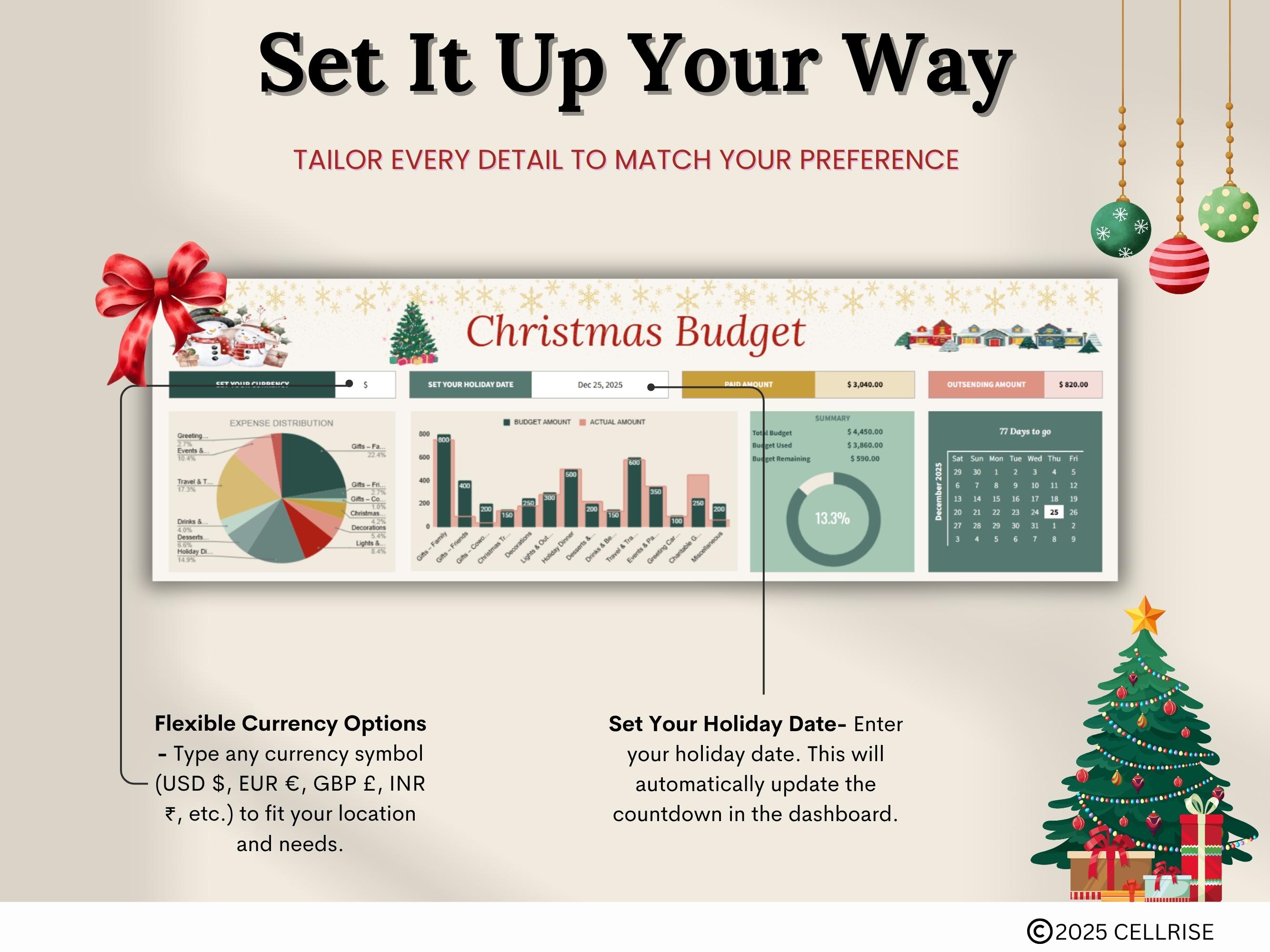 Christmas Budget Planner Google Sheets 2025 Holiday Expense Tracker ...