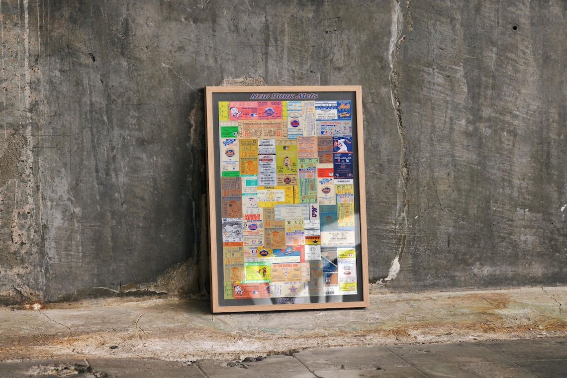 New York Mets Ticket Collage Art Print: Baseball History, Shea Stadium ...