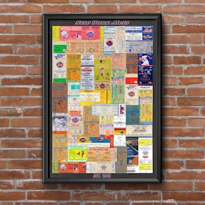 New York Mets Ticket Collage Art Print: Baseball History, Shea Stadium ...