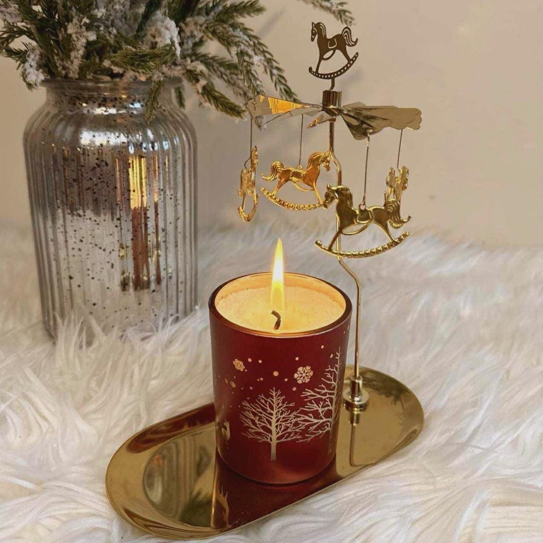 London Premium Golden Spinning Carousel Candle Holders | Rotating ...