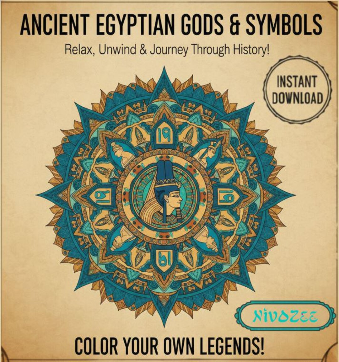 Ancient Egyptian Mandala Coloring Pages, 15 Printable Adult Coloring ...