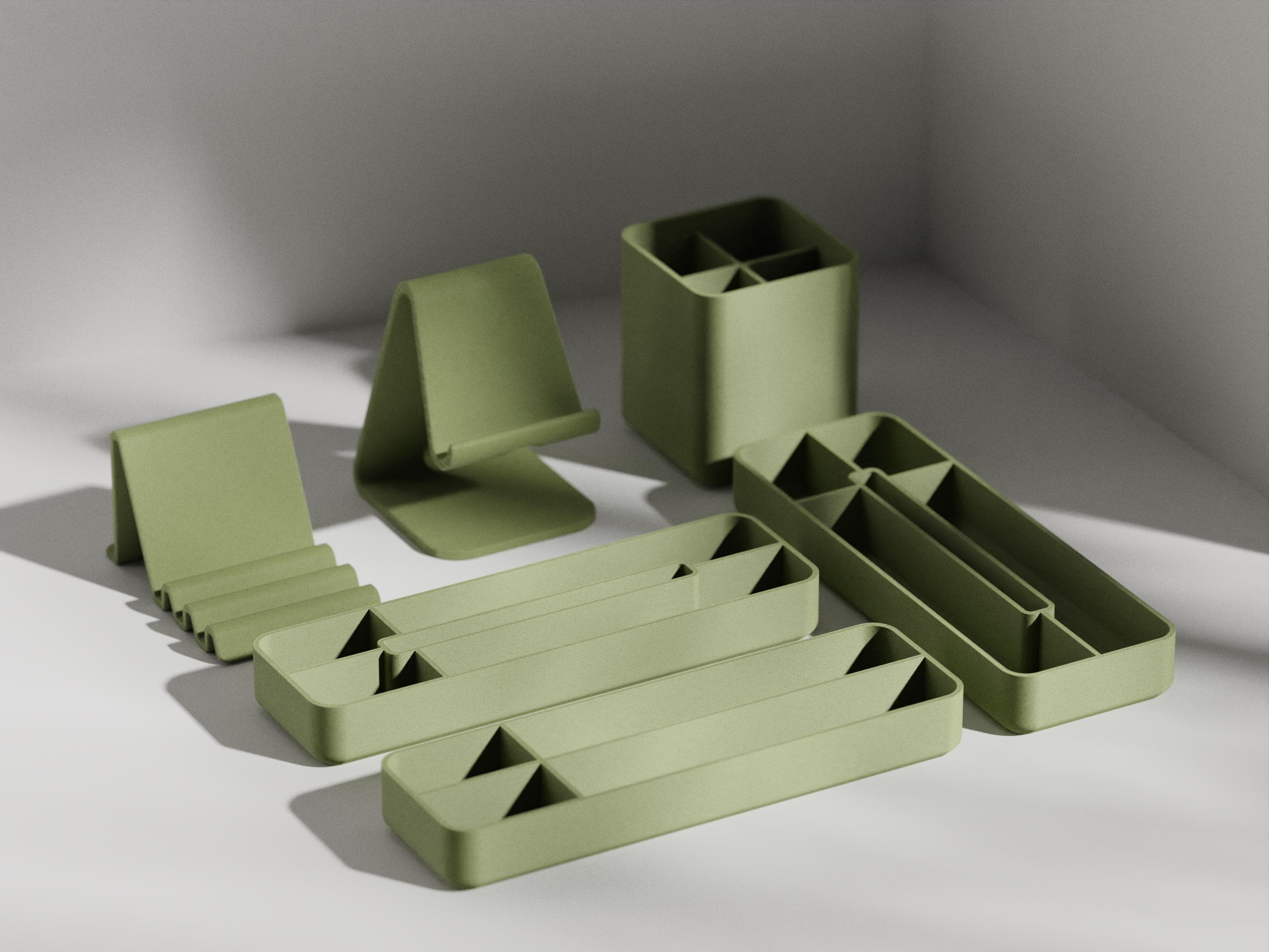 Modern Green Desk Organizer Set – Minimal Office Storage - Etsy
