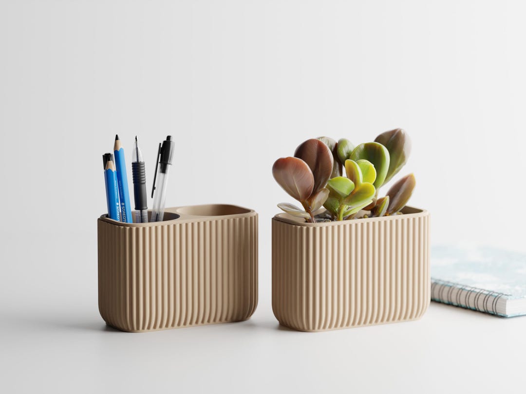 Line Desk Organizer – Clean Lines Pen Holder Dual Compartment - Etsy