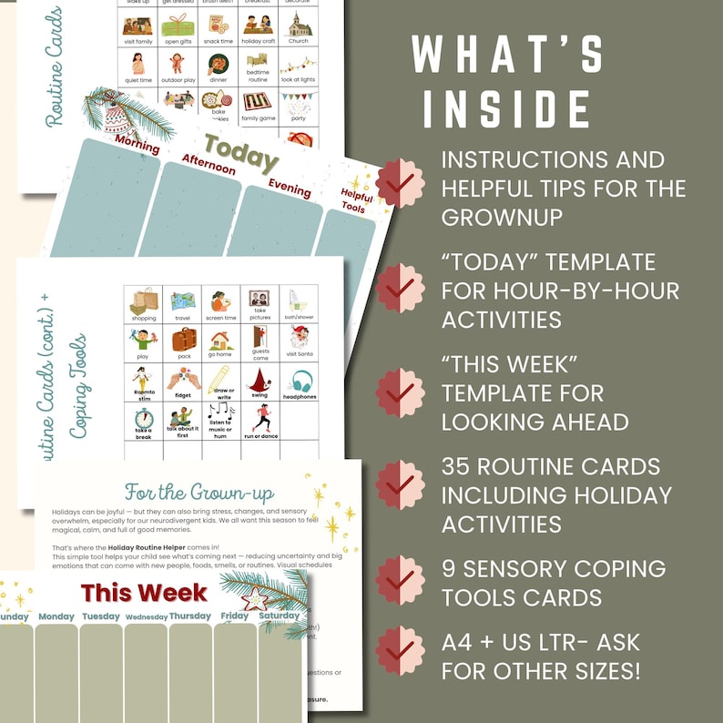 Printable Holiday Visual Routine Chart for Kids & Neurodivergent ...
