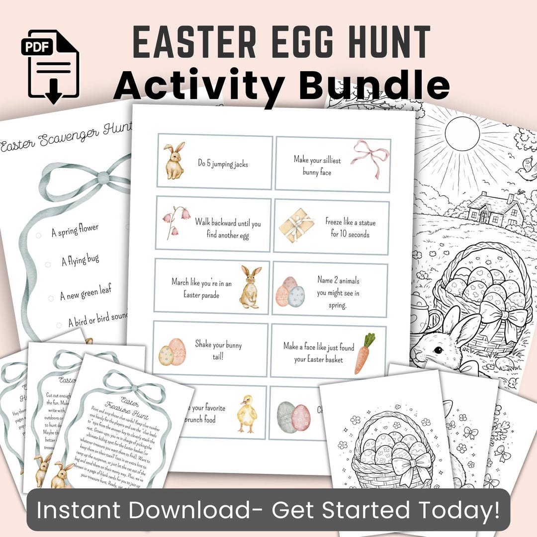 Easter Activity Bundle for Kids Egg Hunt, Scavenger Hunt & Coloring ...