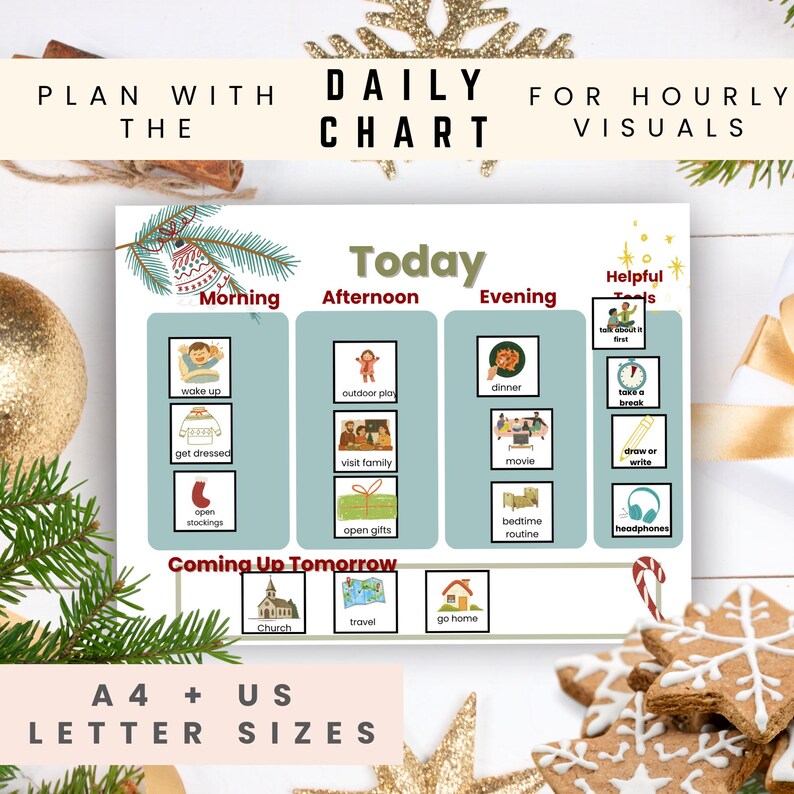 Printable Holiday Visual Routine Chart for Kids & Neurodivergent ...