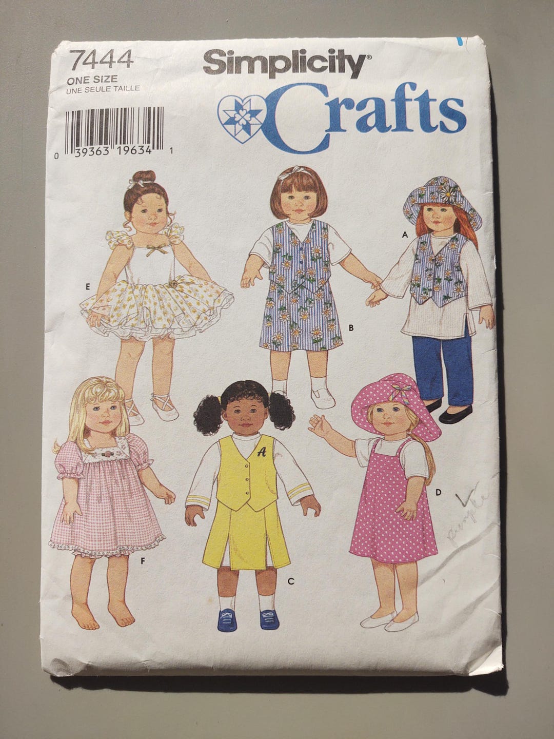 Simplicity Craft Sewing Pattern 7444 Doll Clothes - Etsy