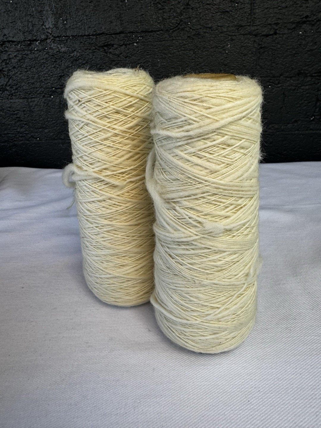 Vintage Slub Wool Yarn Cones Cream White Uniroyal Luster Weaving - Etsy