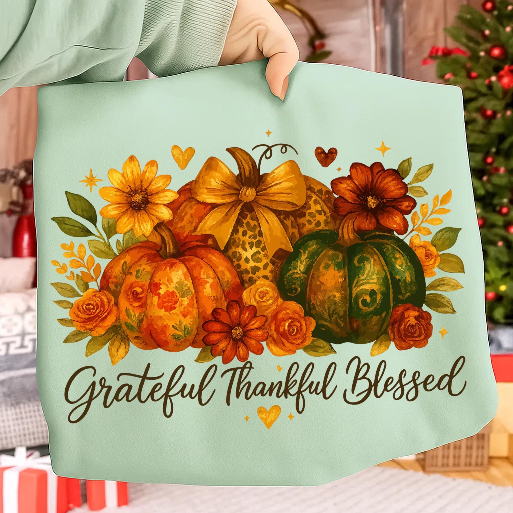 Grateful Thankful Blessed Pumpkin Png: Fall Thanksgiving (digital ...