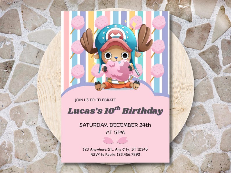 One Piece Chopper Birthday Invitation | Editable Anime Party Template ...