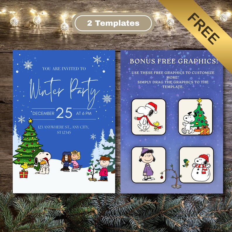 Snoopy Holiday Party Invitation | Printable Christmas Party Invite ...