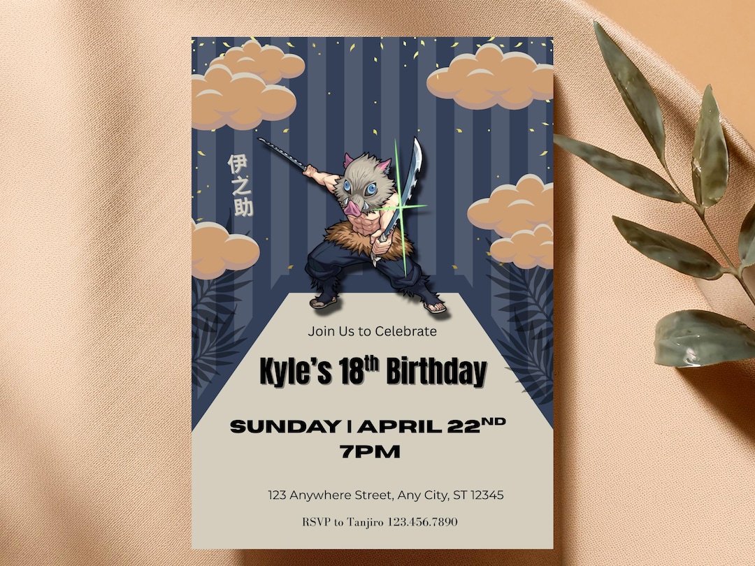 Demon Slayer Birthday Invitation | Inosuke Version | Kids Birthday ...