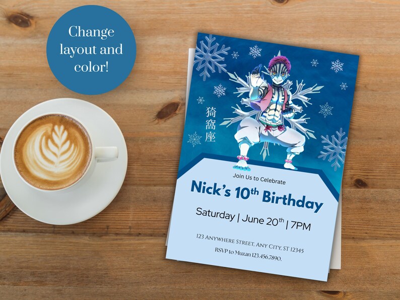 Demon Slayer Birthday Invite: Akaza Version | Kids Birthday Invitation ...