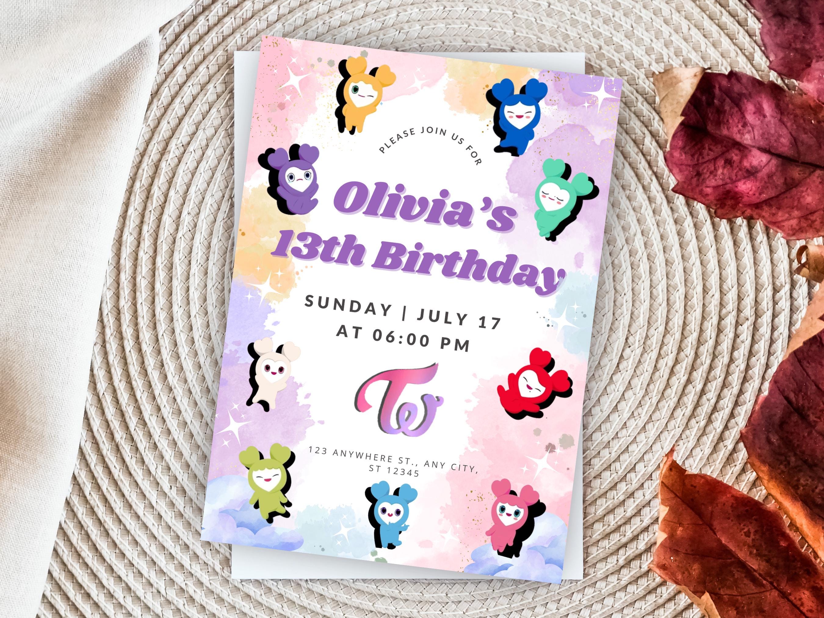 Twice Lovelys Birthday Invitaion, KPOP Themed Invitation, Editable ...