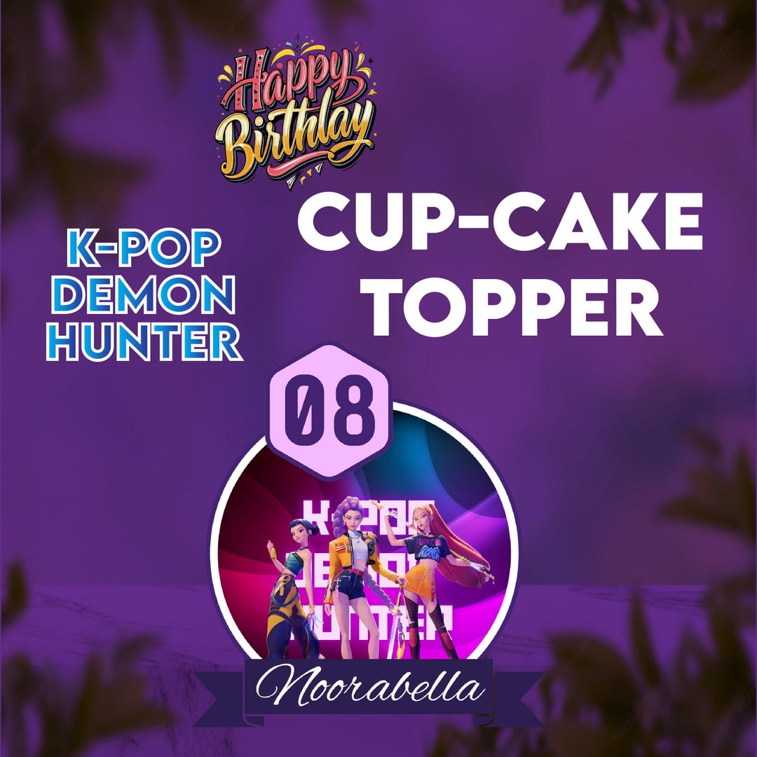 Anime-inspired K-pop Demon Hunter Cake Topper | Printable Birthday ...