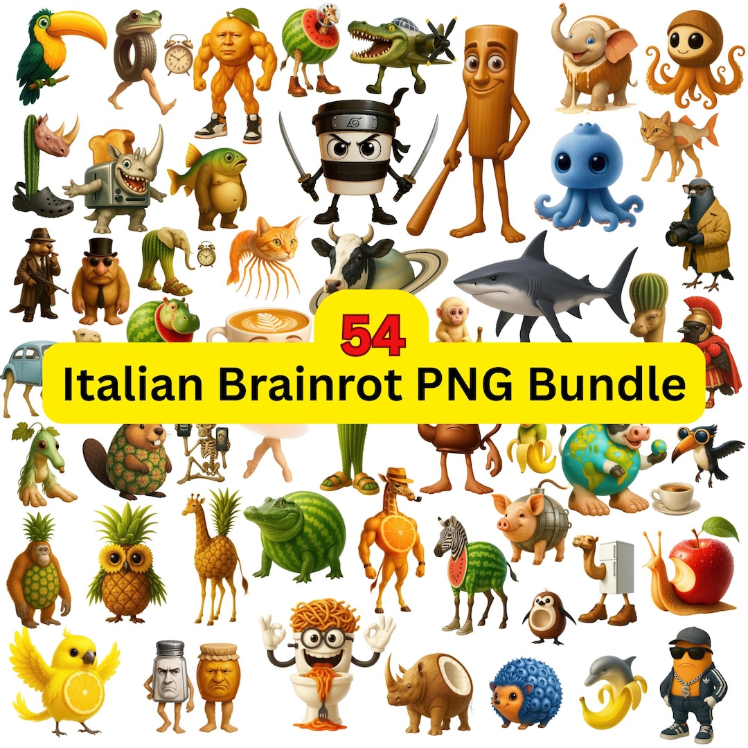Italian Brainrot PNG Funny Meme Character, Viral 3D Cartoon Clipart ...