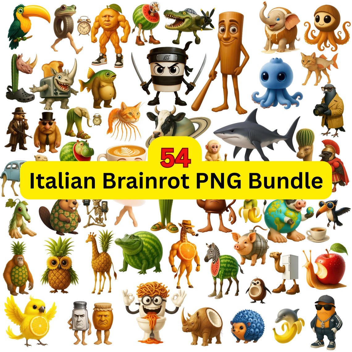 Italian Brainrot PNG Funny Meme Character, Viral 3D Cartoon Clipart ...