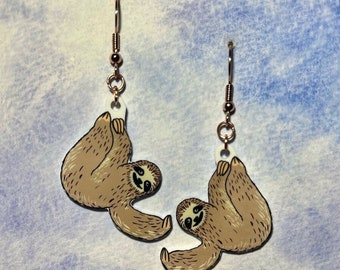 Laser Cut Wooden Sloth Stud Earrings - Etsy Canada