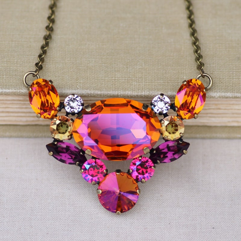 Pink Orange Necklace - Etsy