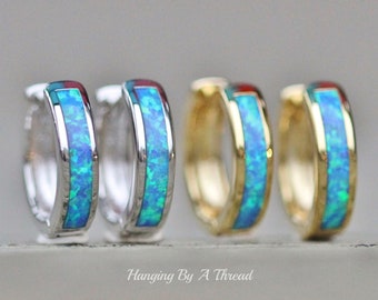 NEW Tiny White Opal Hoop Earrings,silver Huggie Hoop,white Lab Created ...