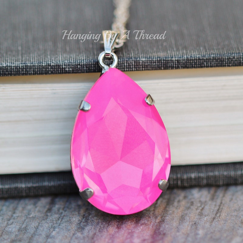 Pink Crystal Pendant - Etsy