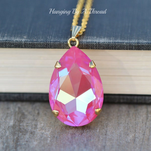 Pink Crystal Pendant - Etsy