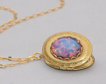 Opal Locket Necklace | Etsy