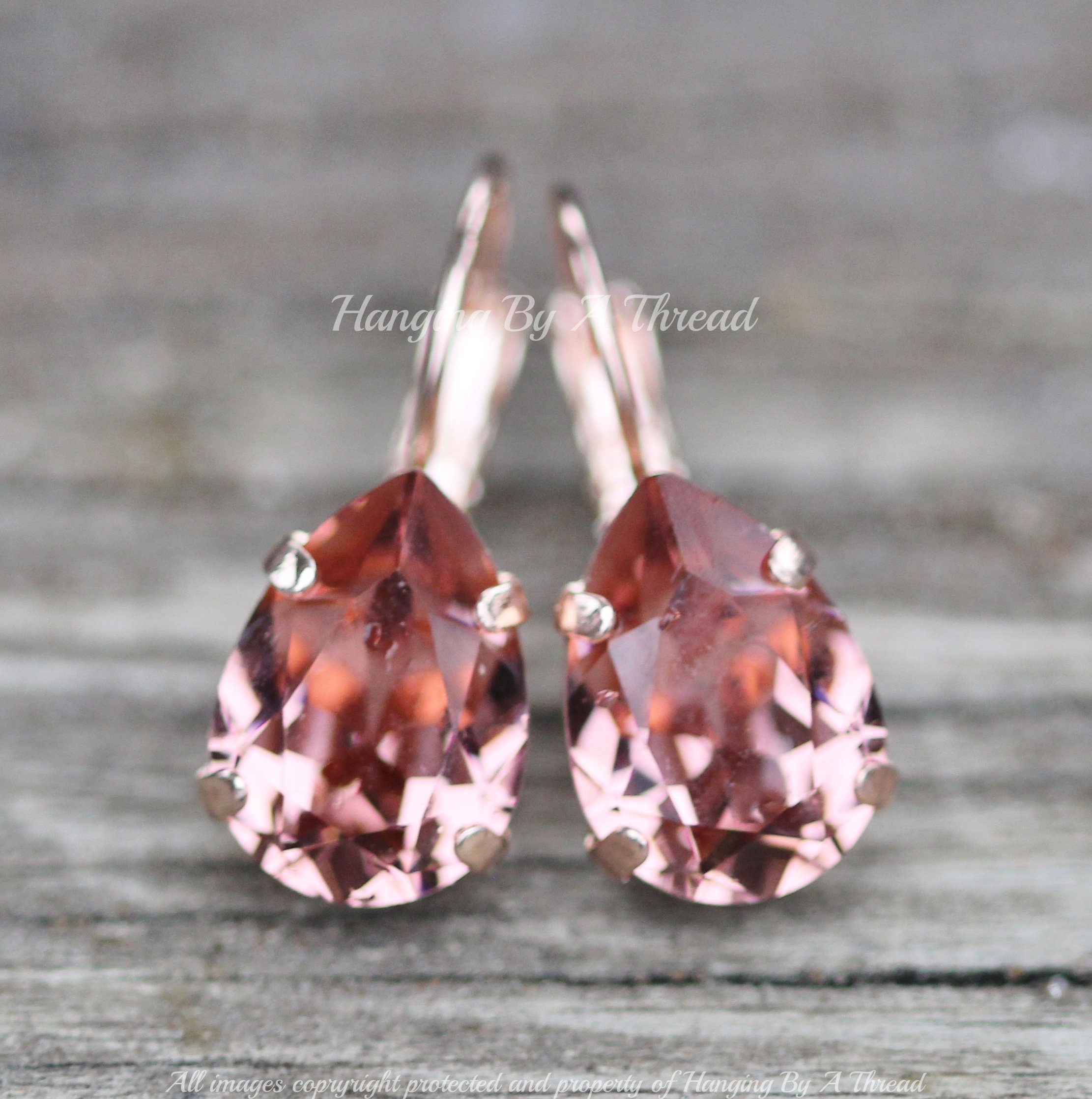 NEW COLOR Swarovski Blush Rose Pear Lever Back,teardrop Crystal Drop ...