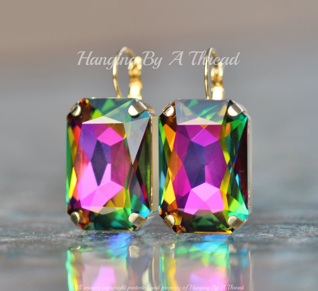 LIMITED STOCK Swarovski Vitrail Medium Dark Rainbow Earrings,watermelon ...
