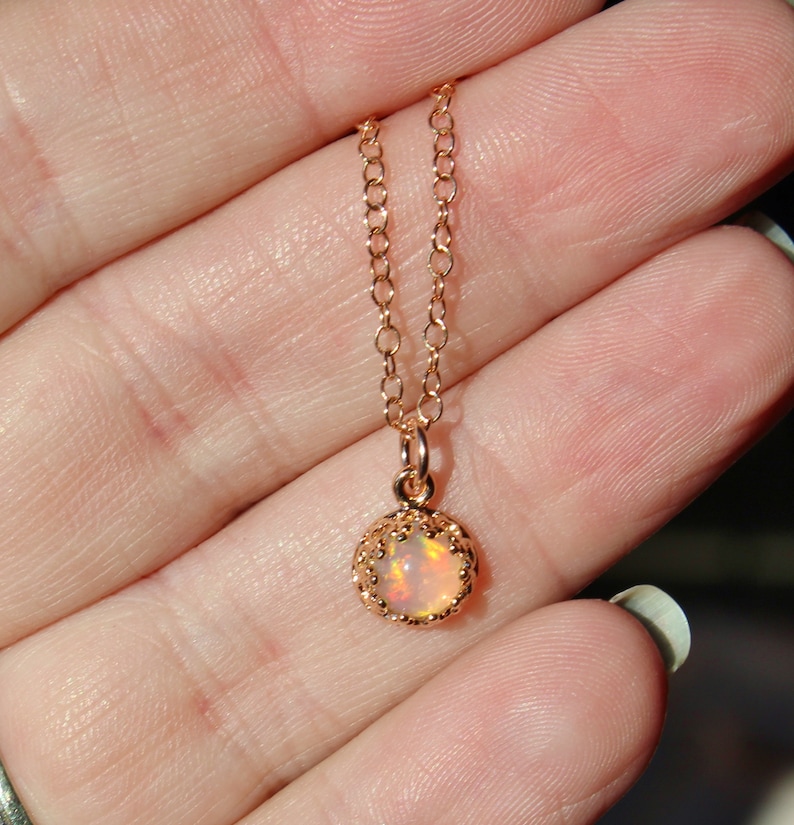 DAINTY Genuine Welo Opal Pendant,small 6mm Ethiopian Opal Necklace,rose ...