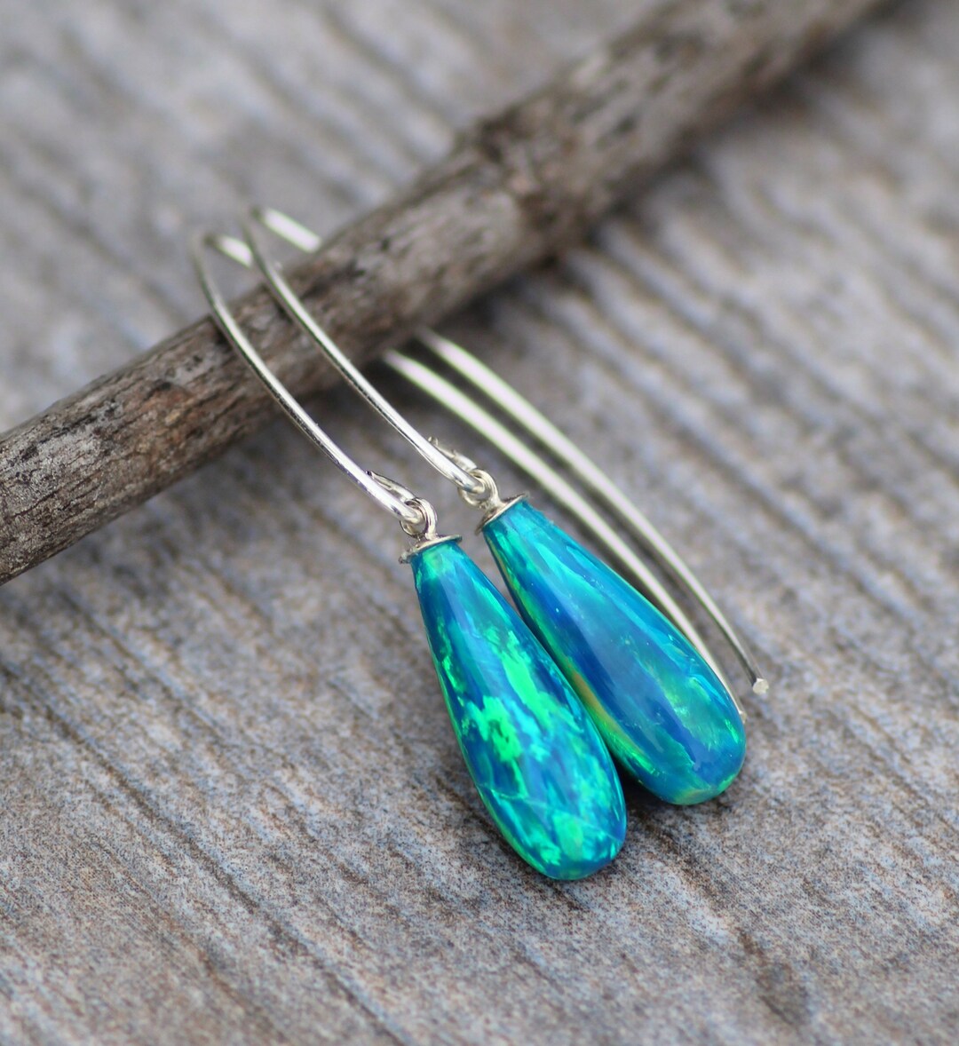 RARE Elegant Gemstone Opal Drop Earrings,choose Color,opal Teardrop ...