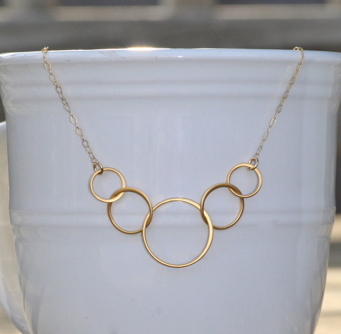 5 Interlocking Rings Necklace14k Gold Vermeil 50th Birthday - Etsy