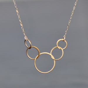 5 Interlocking Rings Necklace,14k Gold Vermeil 50th Birthday Necklace ...