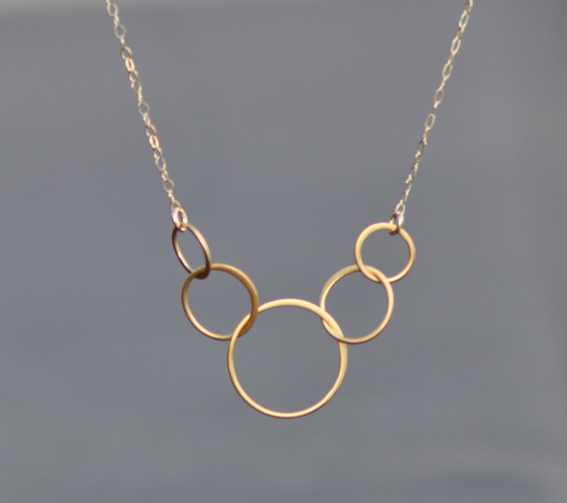 5 Interlocking Rings Necklace14k Gold Vermeil 50th Birthday - Etsy