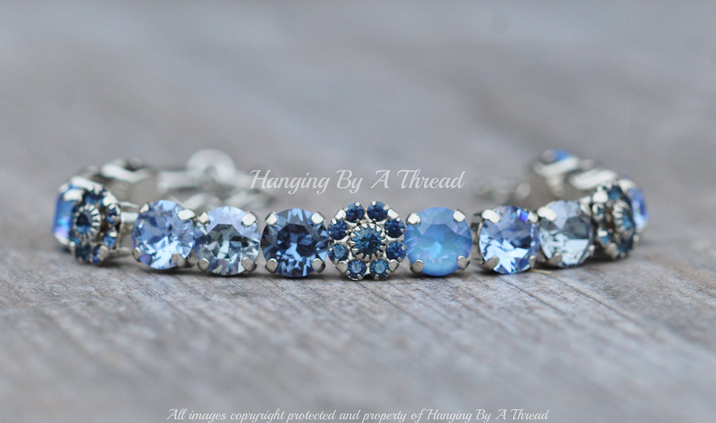 LIMITED Montana Navy Blue Flower Embellished Tennis Bracelet,medium ...