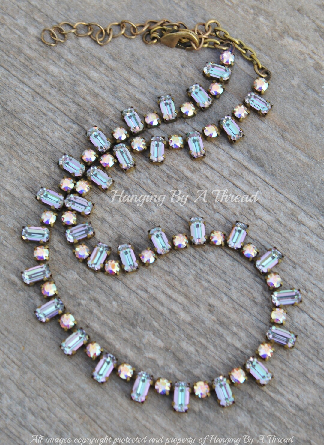 RARE Vitrail Light Baguette Rhinestone Tennis Necklace,vintage ...