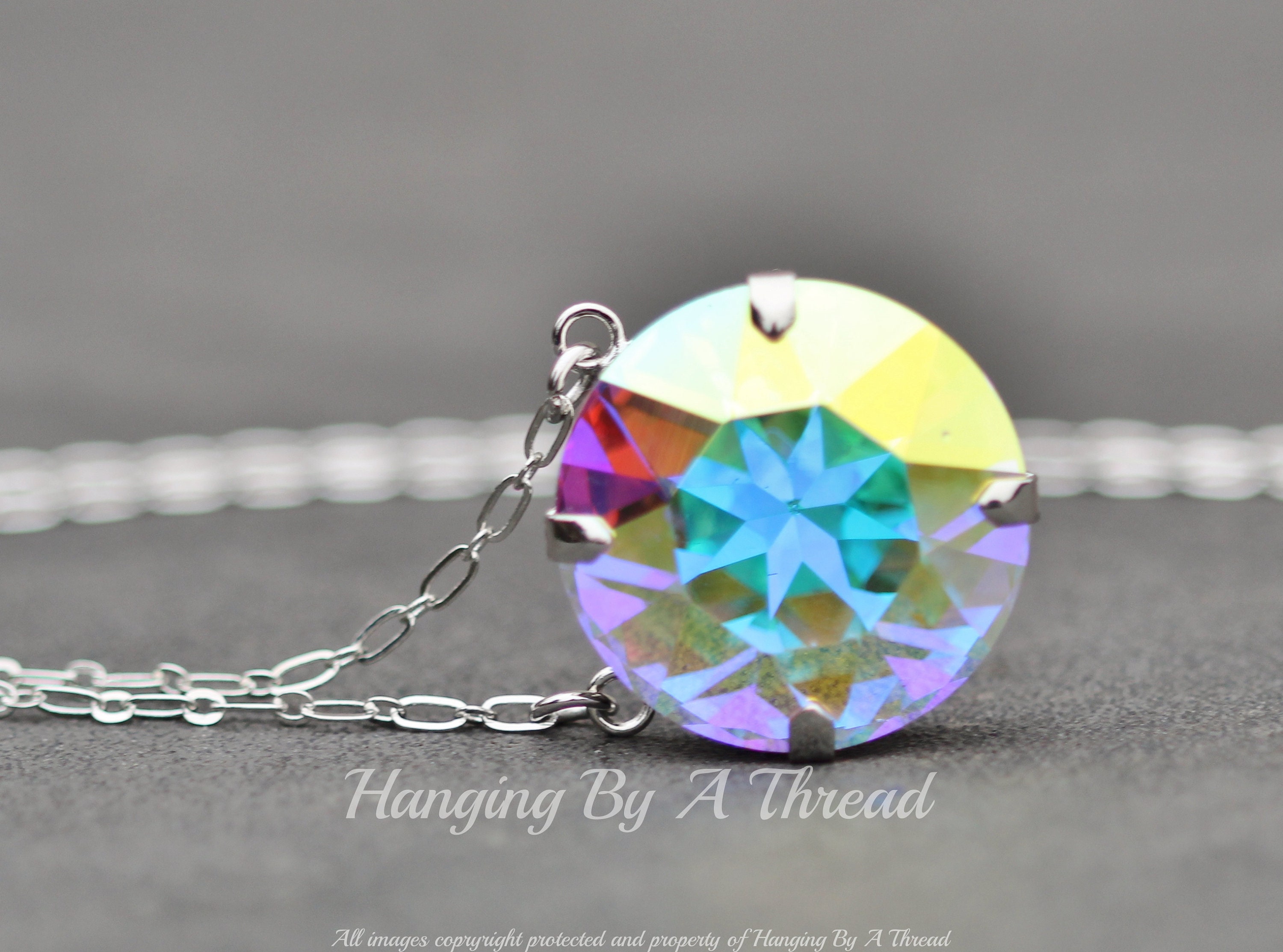 NEW Crystal AB Large Crystal Necklace,stacking Layering Swarovski ...