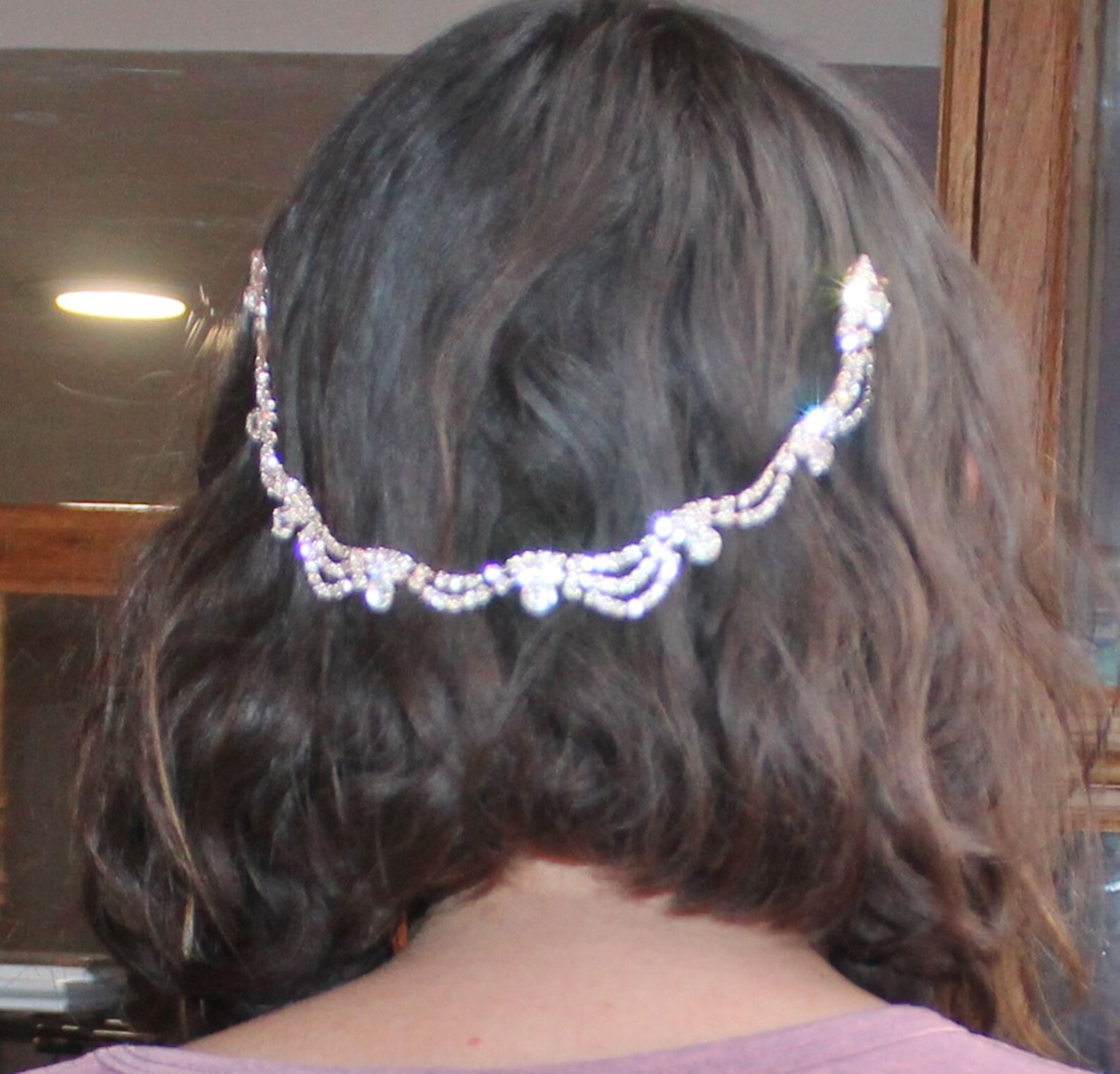 UNIQUE Rose Gold Rhinestone Hair Chainbridal Back | Etsy