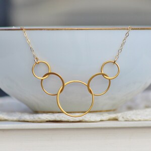 5 Interlocking Rings Necklace,14k Gold Vermeil 50th Birthday Necklace ...