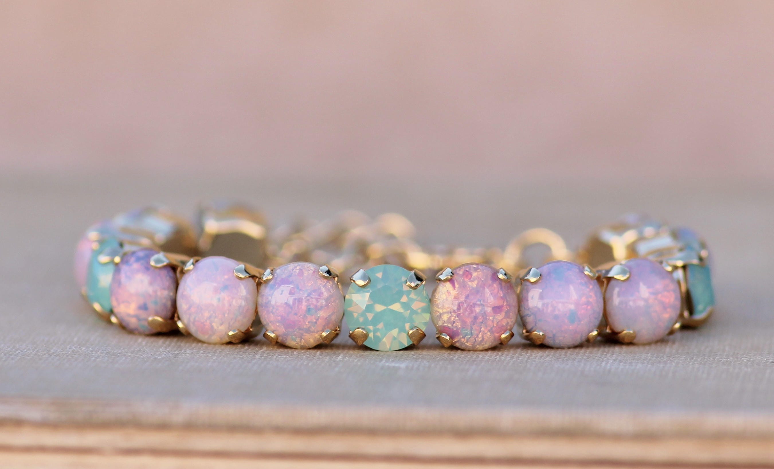 RARE Vintage Fire Opal & Pacific Opal Braceletharlequin Pink | Etsy